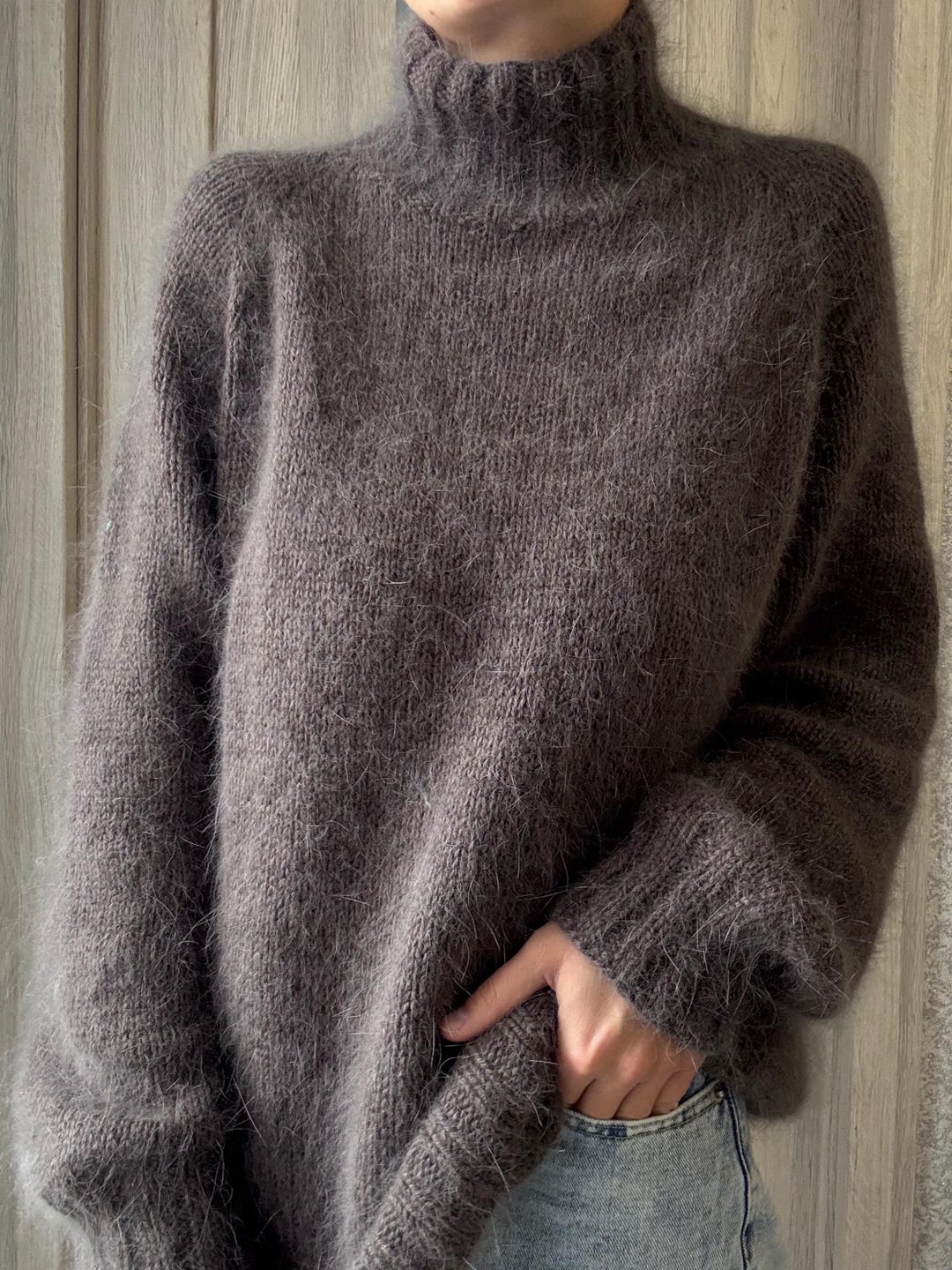 Men's Angora Sweater | Hand Knit Turtleneck Pullover | Soft Wool Jumper ...