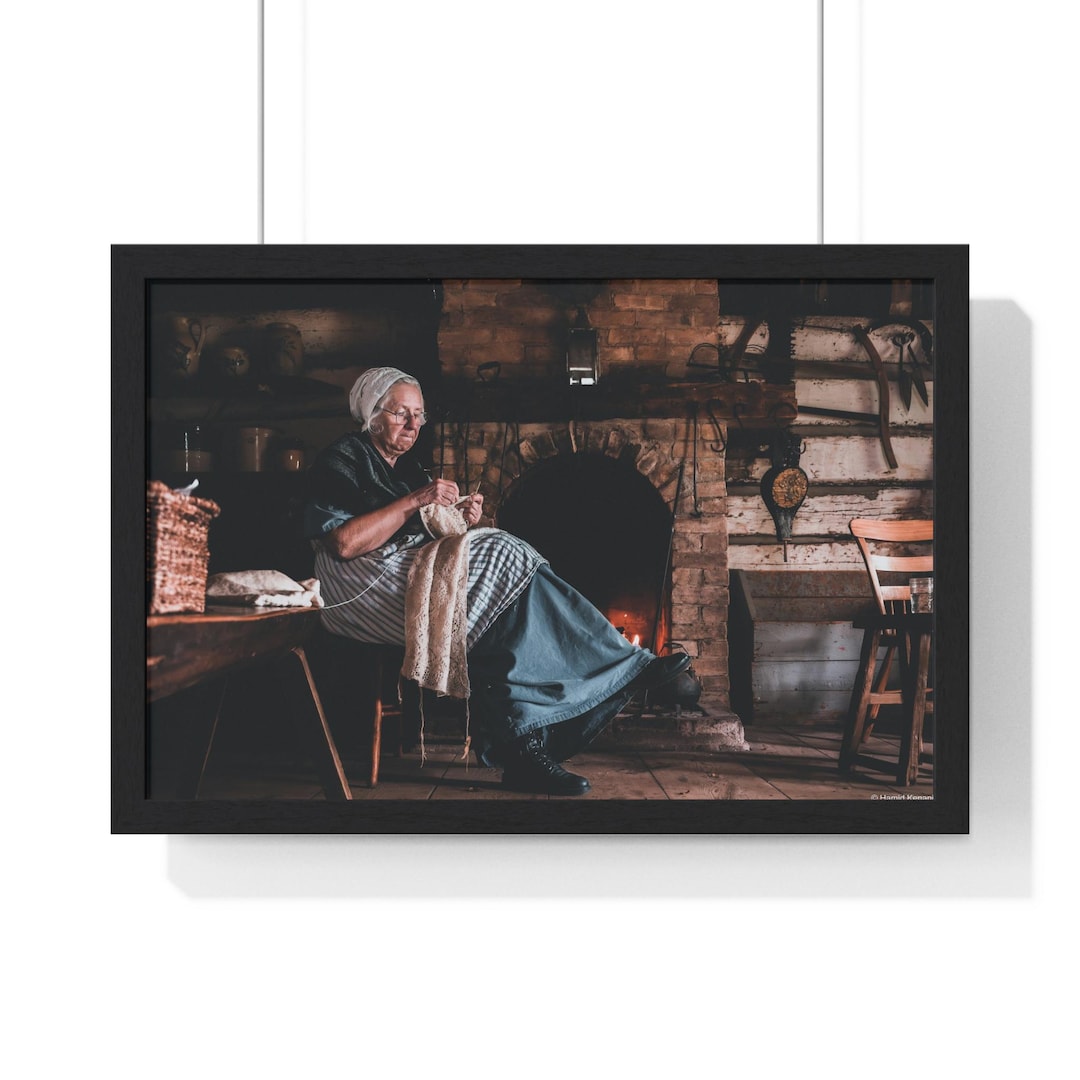 Woman Knitting Inside the Elgie Log House at Fanshawe Pioneer Village ...