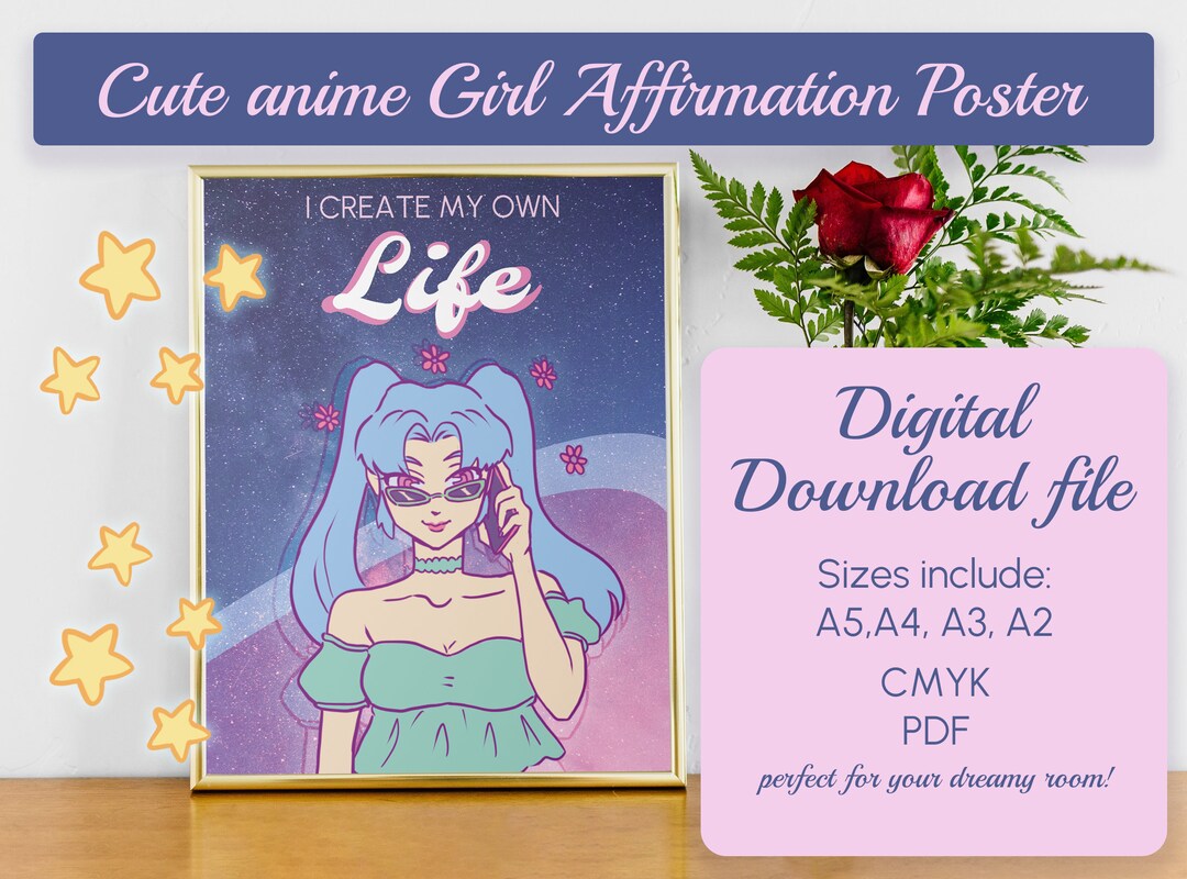 Anime Affirmation Poster, Instant Digital Download PDF, Digital ...