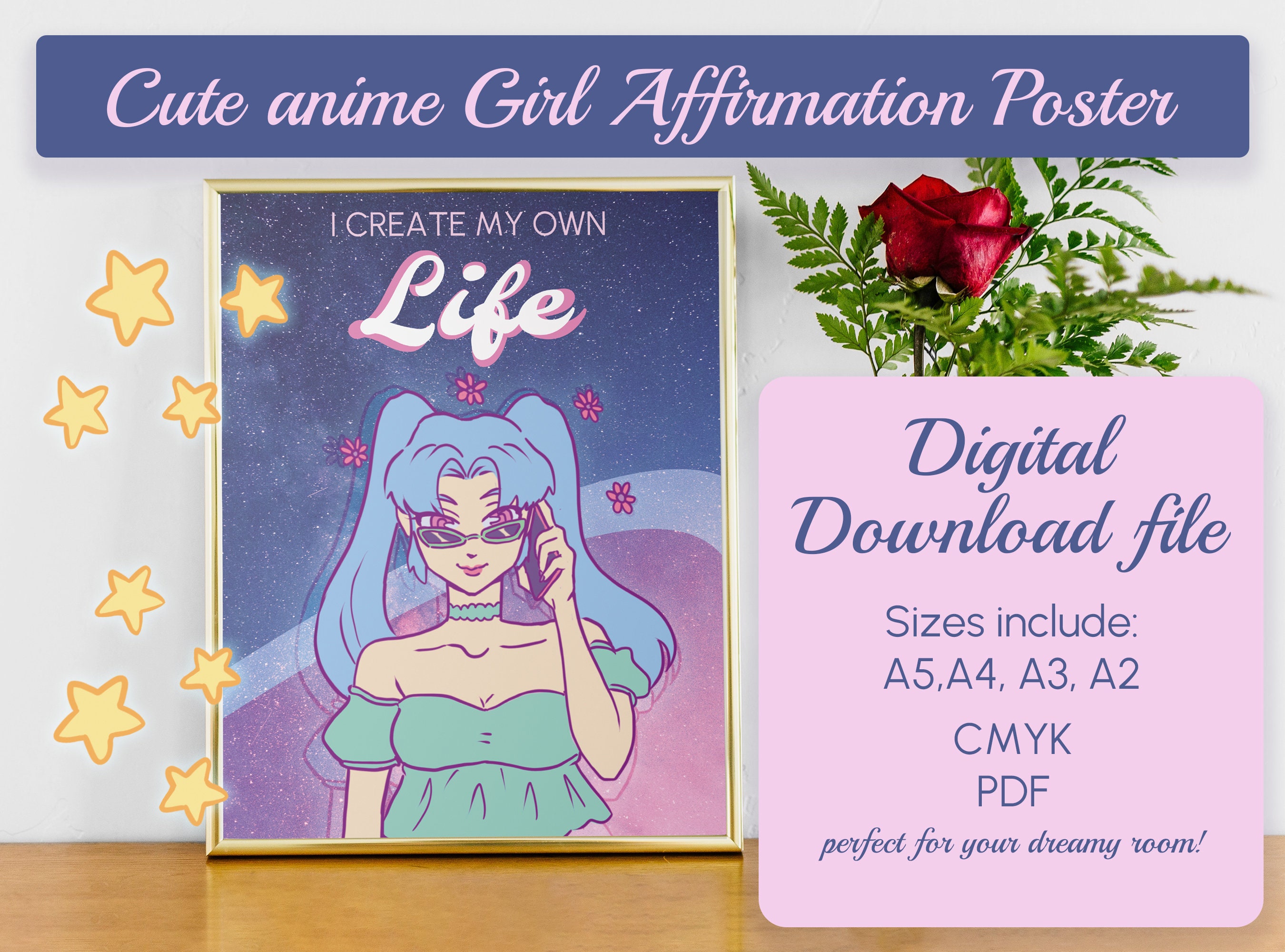 Anime Affirmation Poster, Instant Digital Download PDF, Digital ...