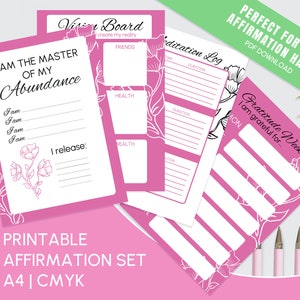 Printable Affirmation Planner, Instant Digital Pdf Download, Meditation ...