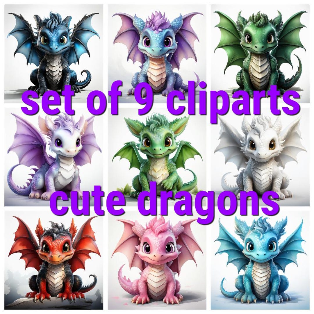 Cute Dragons, Baby Dragons, Clipart, Adorable, Multicolored Dragons ...