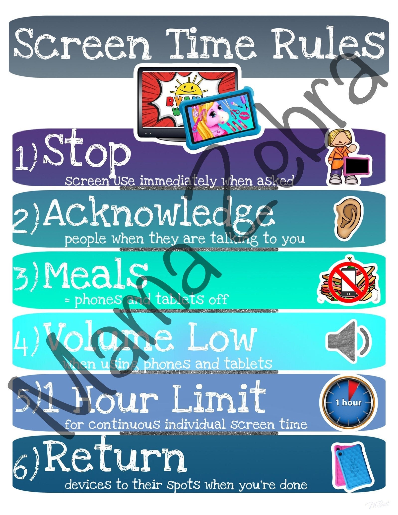 Screen Time Rules Printable - Etsy