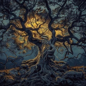 20 Mystical Tree Clipart, Fantasy Tree Graphic, Magical Forest, Glowing ...