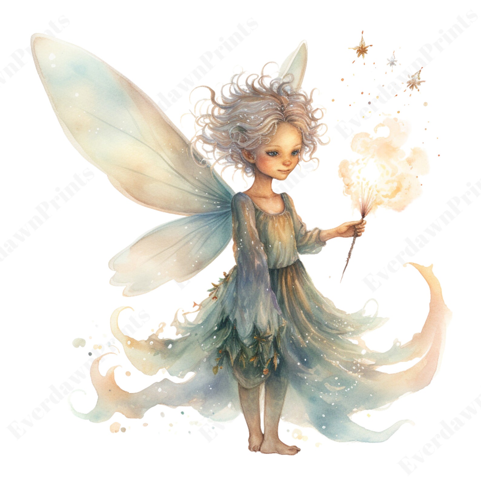 18 Watercolor Fairy Clipart, Fairy Garden Watercolor Clipart, Enchanted ...