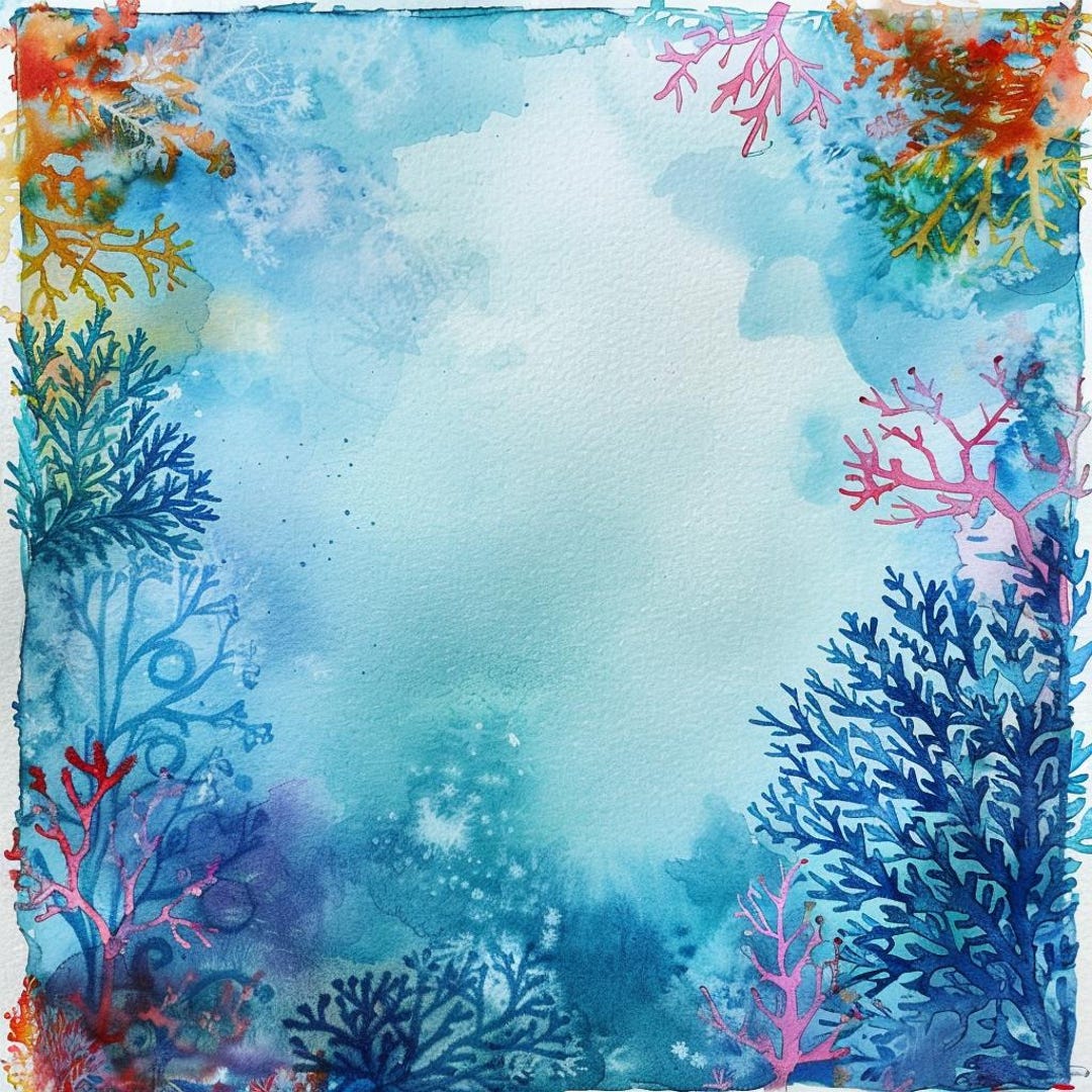 24 Watercolor Coral Reef Clipart, Ocean Clipart, Sea Life Illustration ...