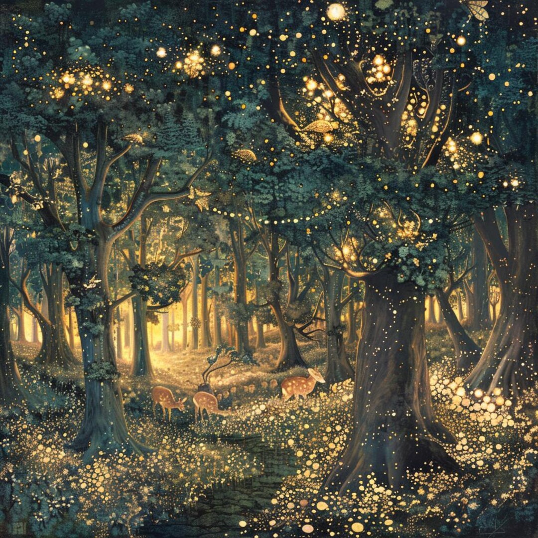 28 Magical Forest Clipart, Enchanted Woodland Scene, Digital Background ...
