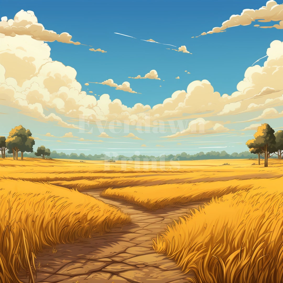 28 Cartoon Fields With Golden Grass, High Quality PNG, 300 Dpi, Clipart ...