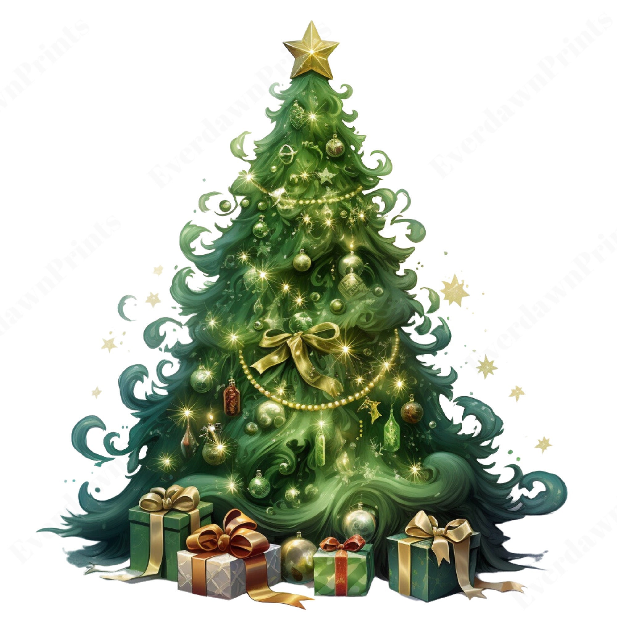 21 Christmas Tree Clipart, Transparent PNG, Watercolor Christmas ...