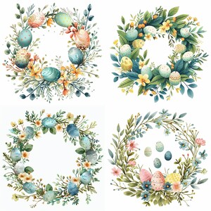 24 Easter Floral Egg Wreath Clipart, Spring Digital Download, Printable ...