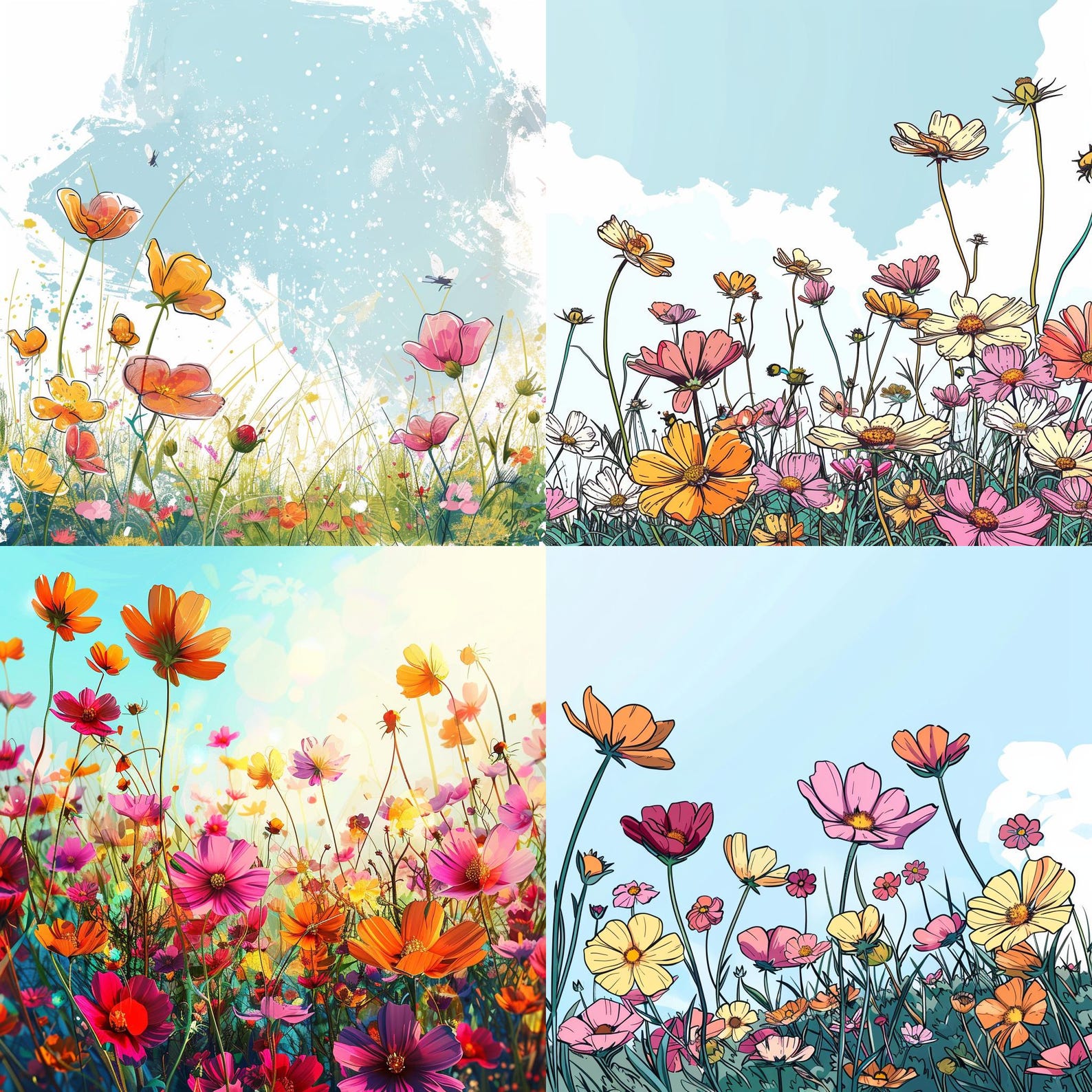24wildflower Clipart, Meadow Clipart, Floral Clipart, Flower Field ...