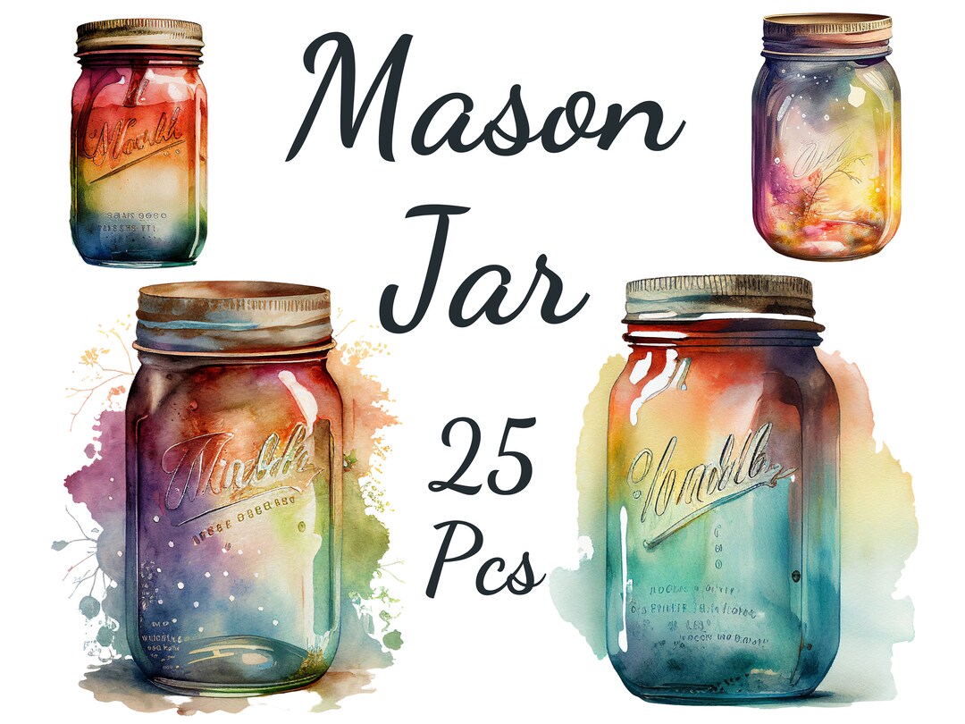 Watercolor Mason Jar Clipart, Transparent PNG, Digital Craft (digital ...