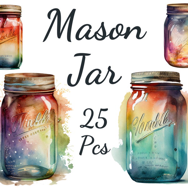 Transparent Mason Jar Clipart - Etsy