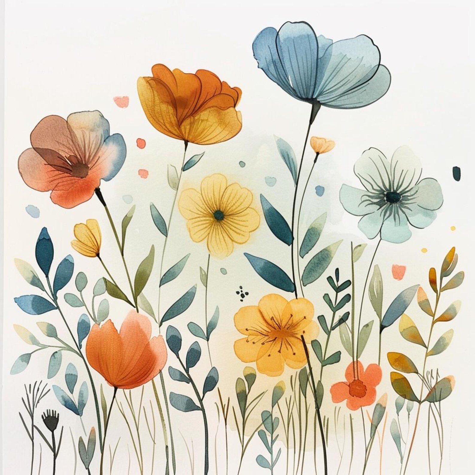 24 Watercolor Flowers Clipart, Floral Clipart Set, Botanical PNG Images ...