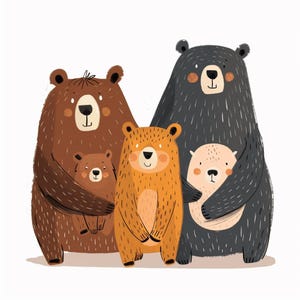 Bear Family Clipart, Cute Animal Graphics, Nursery Art (digital ...