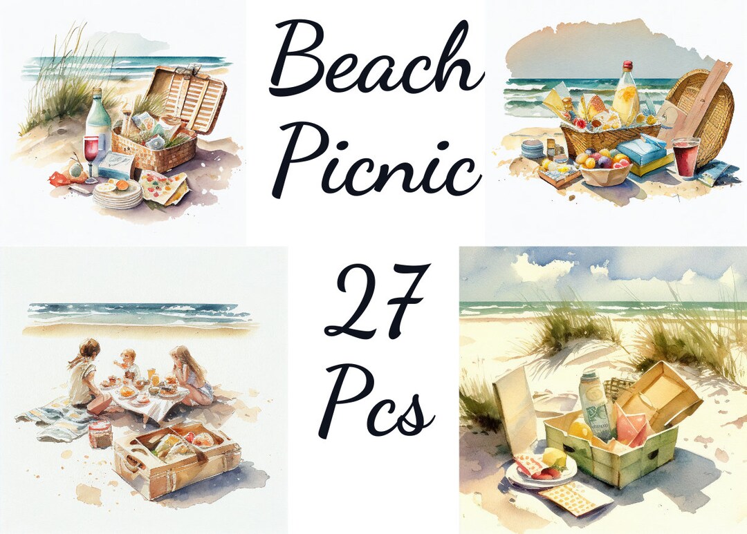 27 Beach Picnic Clipart, High Quality Pngs, Nursery Art, Digital ...