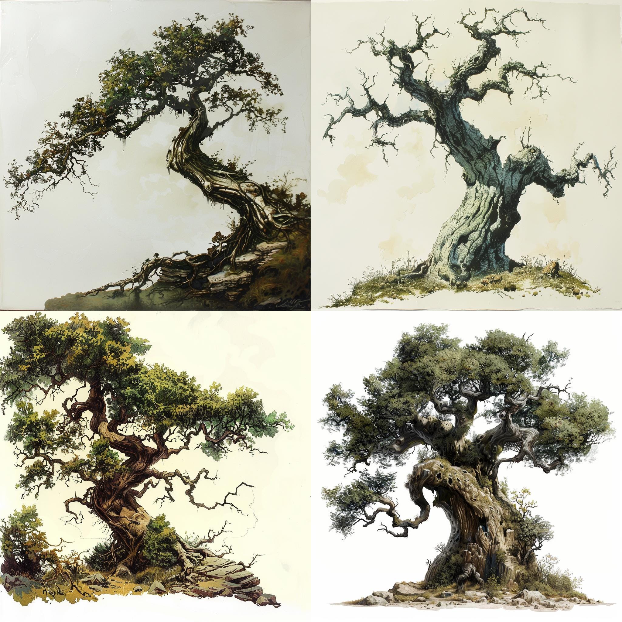 24 Gnarled Tree Clipart, Old Growth Forest Graphics, Digital Tree Art ...