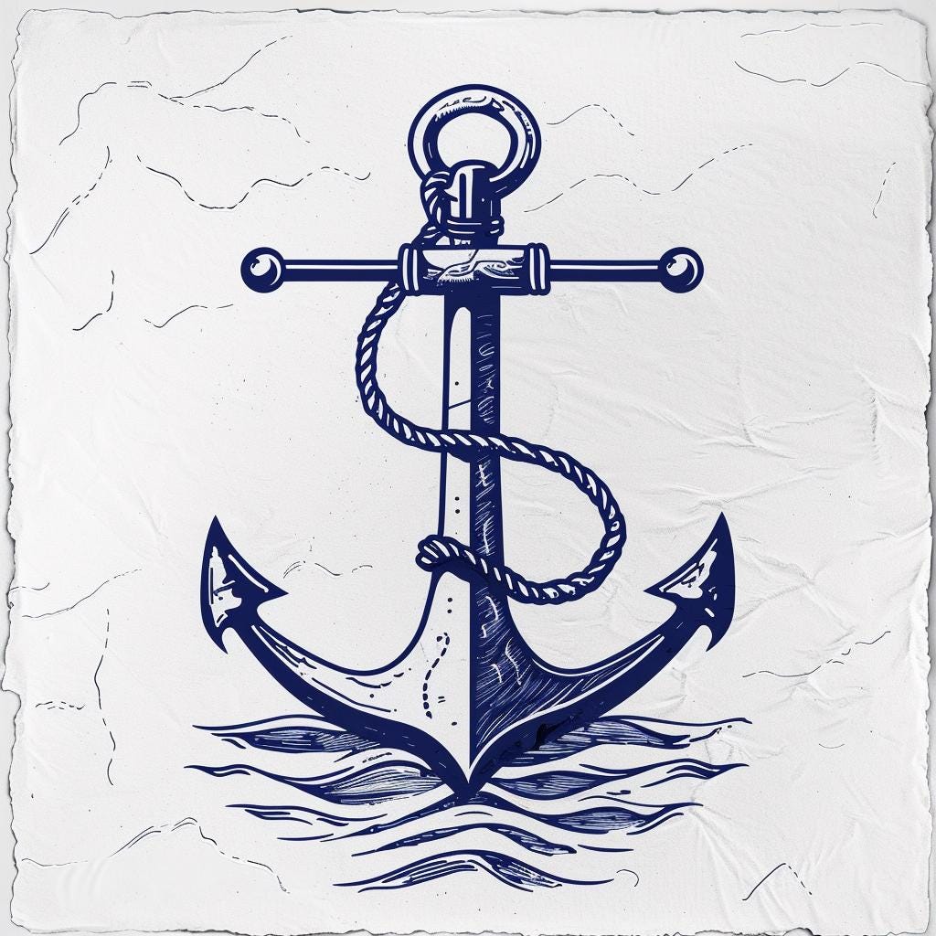 24 Nautical Anchor Clipart, Watercolor Anchor Illustration, Ocean Sea ...