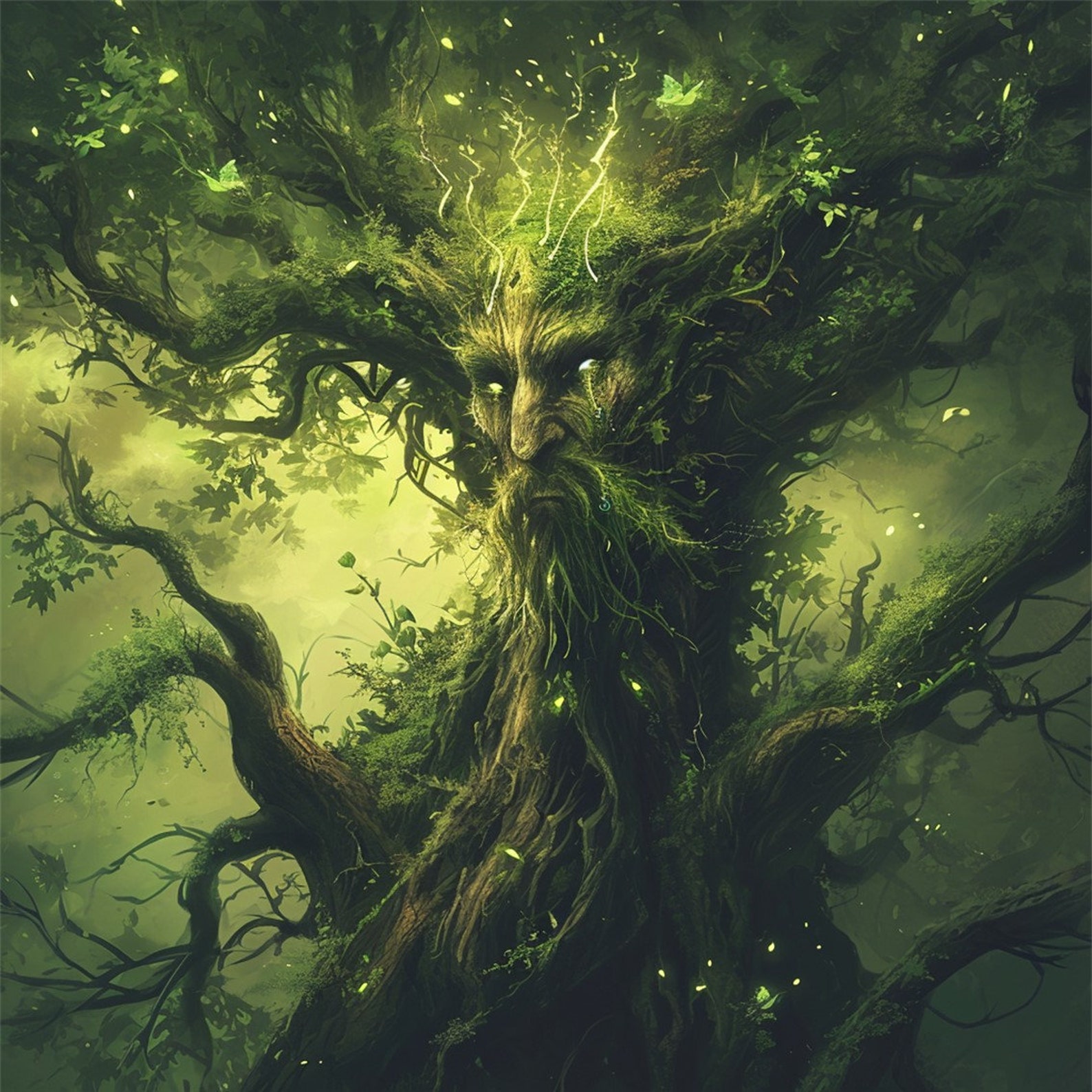 40 Mystical Tree Watercolor Clipart, Watercolor Forest Background, High ...