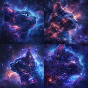 24 Cosmic Galaxy Cat Clipart, Mystical Space Cat Digital Art, Fantasy ...