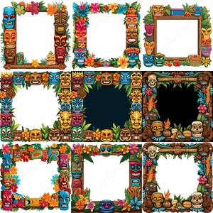 52 Watercolor Tiki Frames, Party Frames, Hawai Borders, Hawai Frames ...