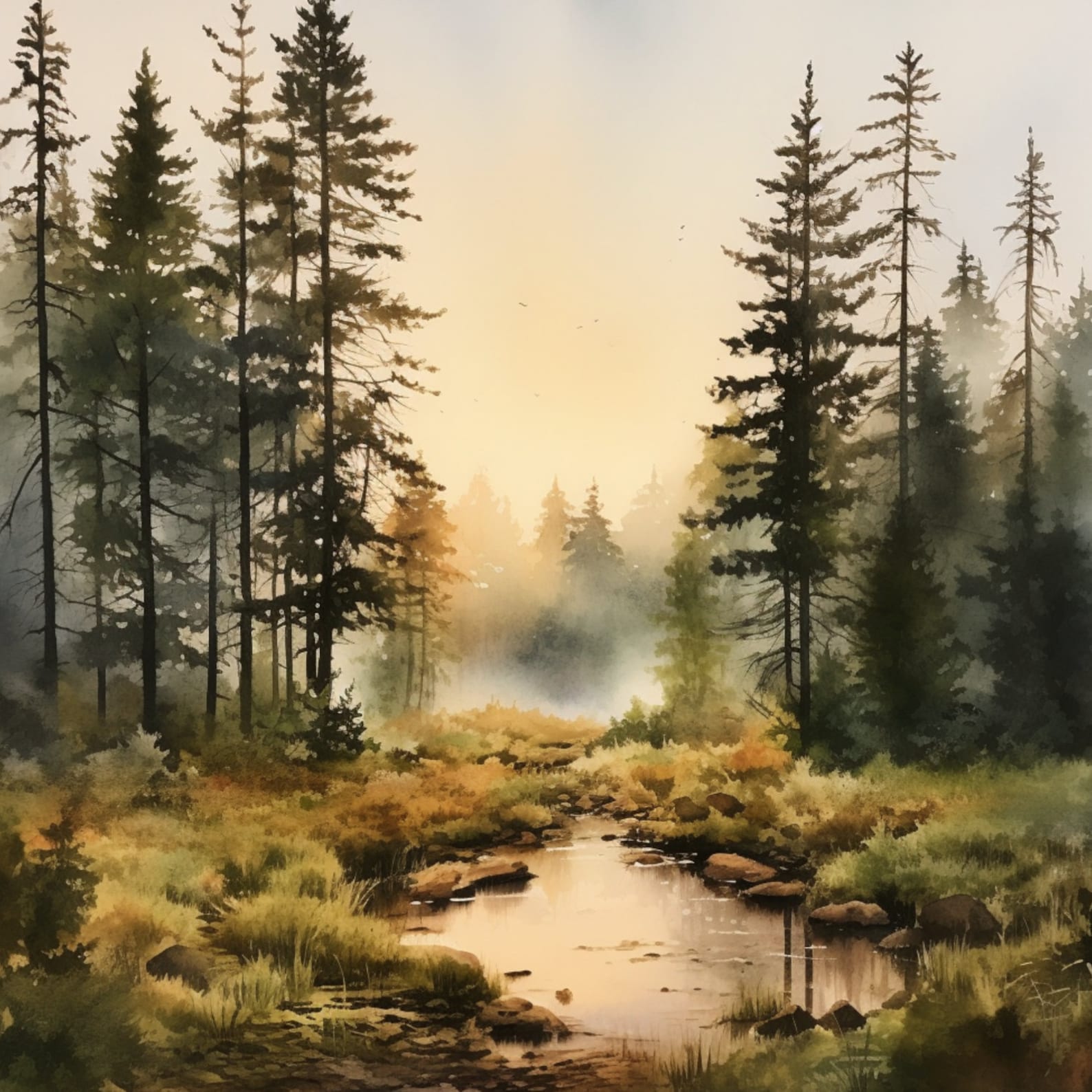 20 Watercolor Forest Landscapes, Watercolor Forest Background, High ...