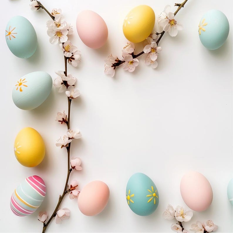 24 Easter Egg Daisy Clipart, Spring Floral Decoration Digital Download ...