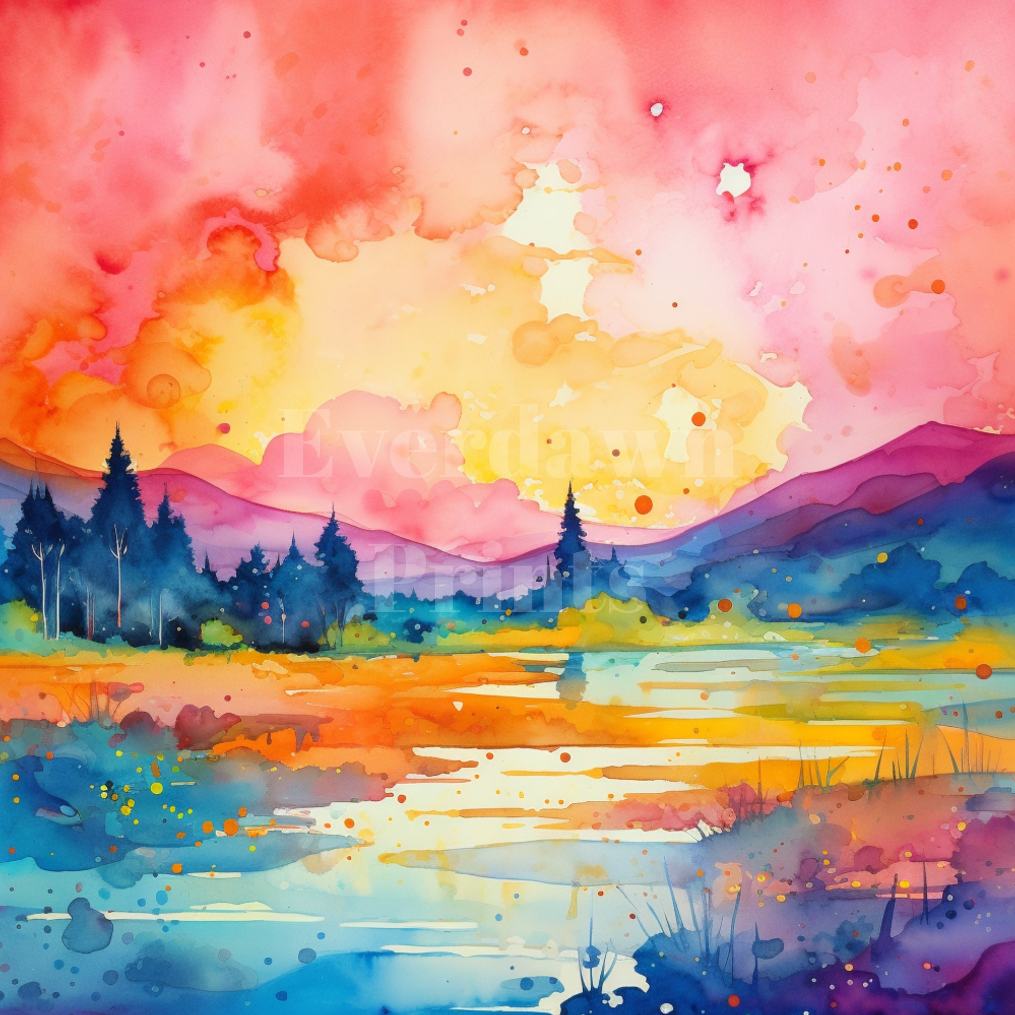 24 Abstract Watercolor Landscapes Clipart, Watercolor Backgrounds ...