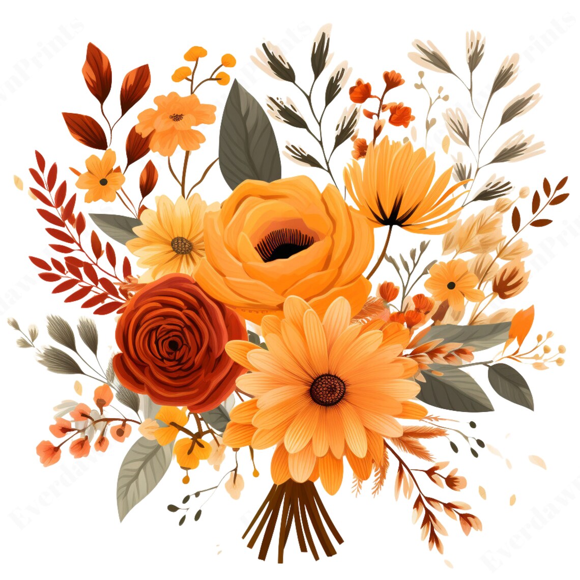 28 Autumn Floral Clipart, Autumn Bouquet, High Quality Transparent ...
