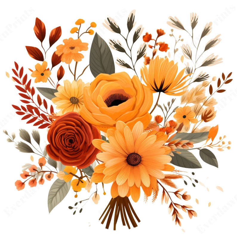 28 Autumn Floral Clipart, Autumn Bouquet, High Quality Transparent ...