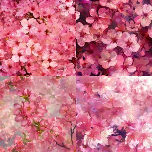 24 Cherry Blossom Clipart, Pink Floral Clipart, Watercolor Flowers ...