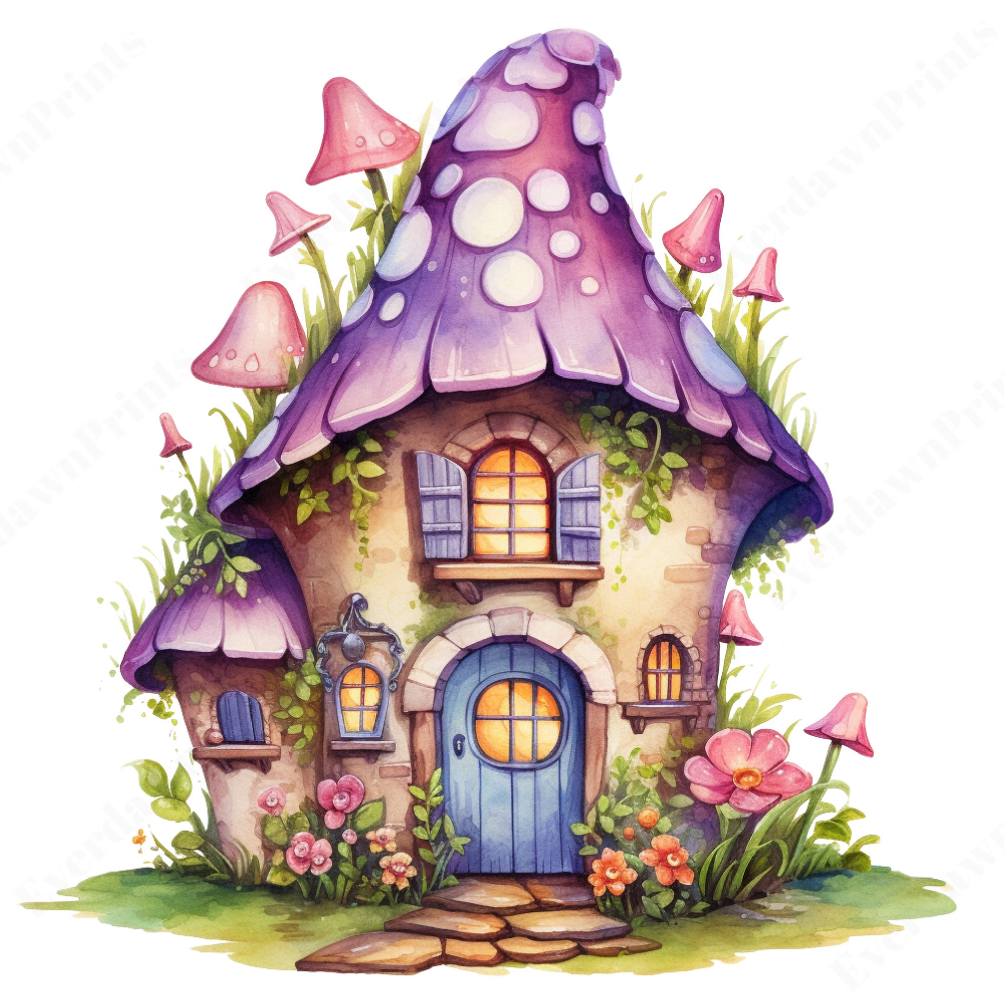 22 Watercolor Tiny Fairy House Clipart, Garden Gnomes, Transparent PNG ...