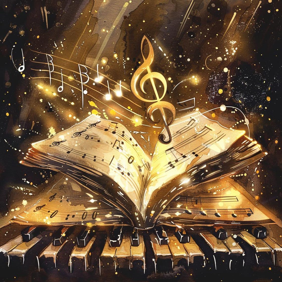24 Vintage Musical Notes Clipart, Piano Sheet Music Illustration ...