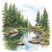 24 Forest Stream Watercolor Clipart, Watercolor Forest Background, High ...