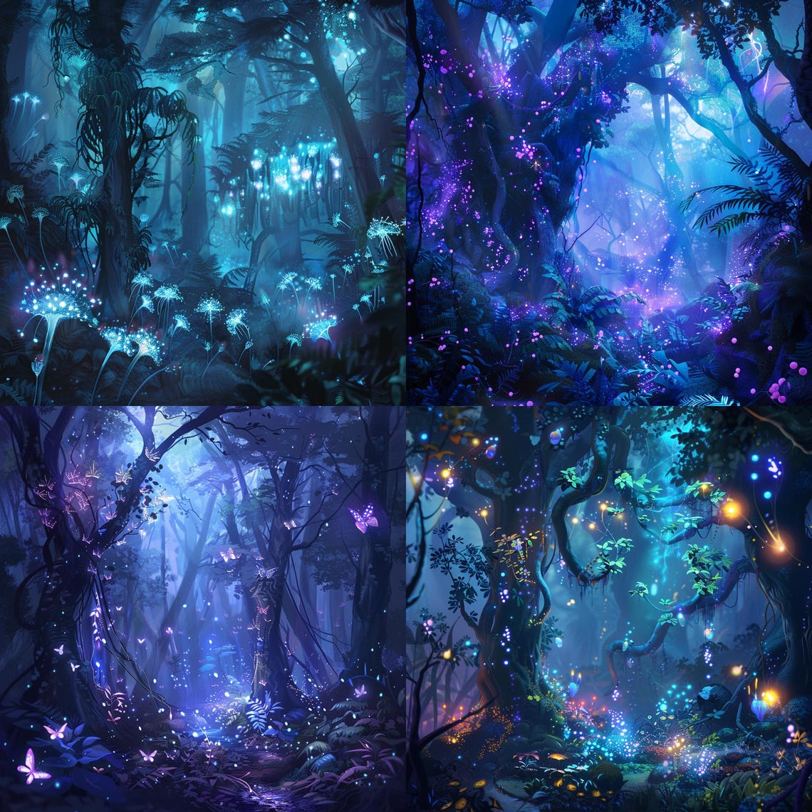 24 Magical Forest Glowing Flowers Clipart, Mystical Garden Digital ...