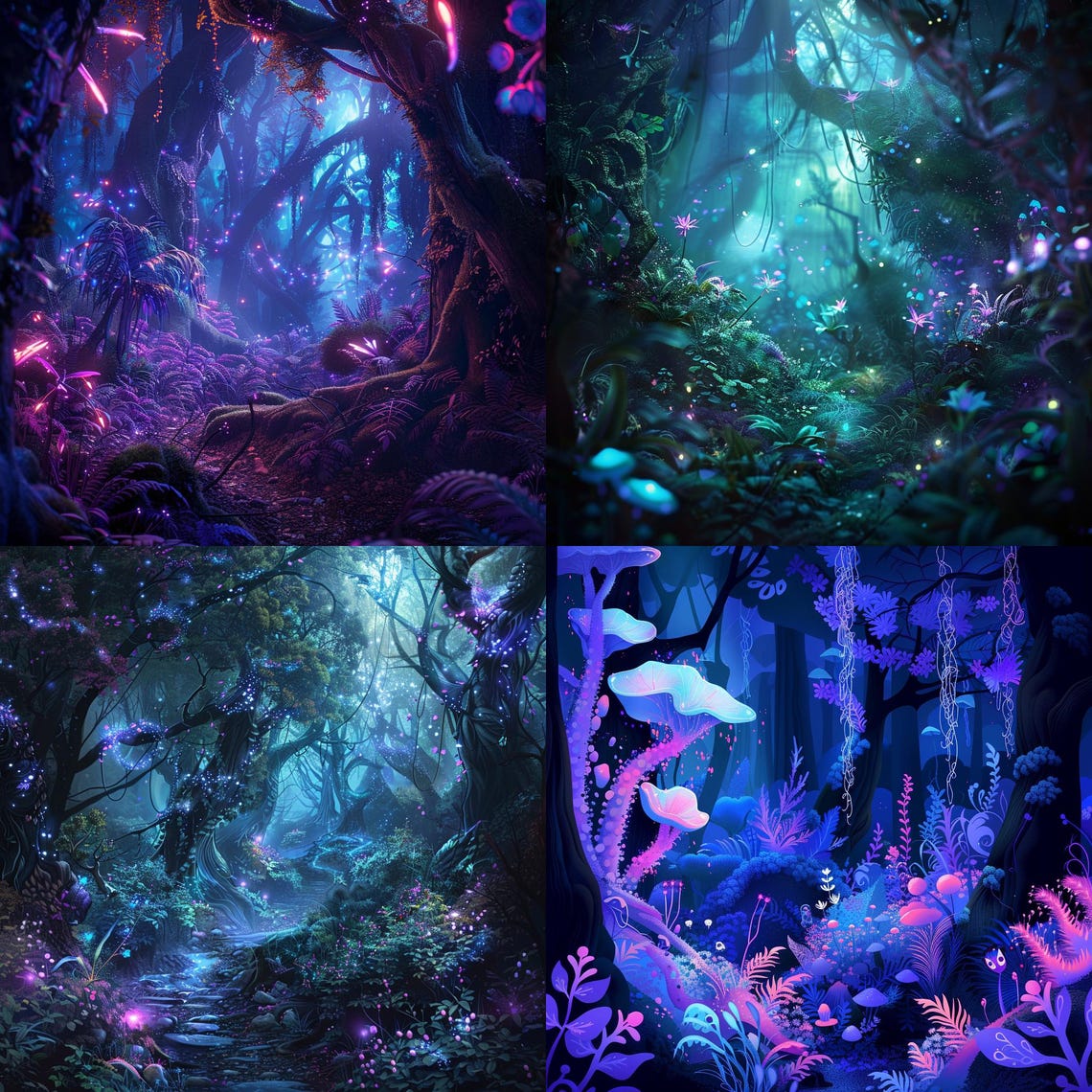 24 Magical Forest Glowing Flowers Clipart, Mystical Garden Digital ...