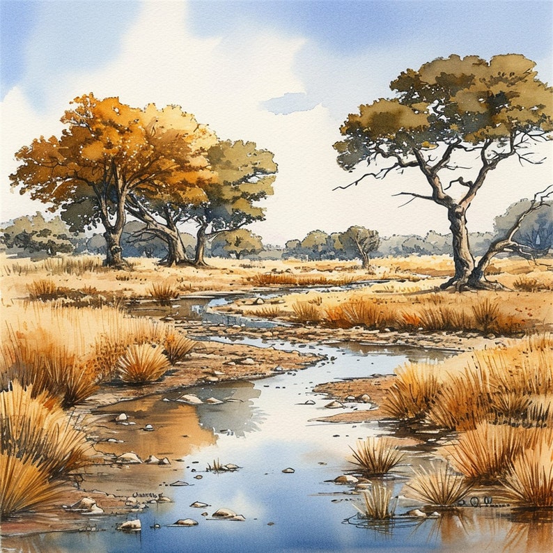 28 African Savanah Watercolor Clipart, Digital Download, Nature Wall ...
