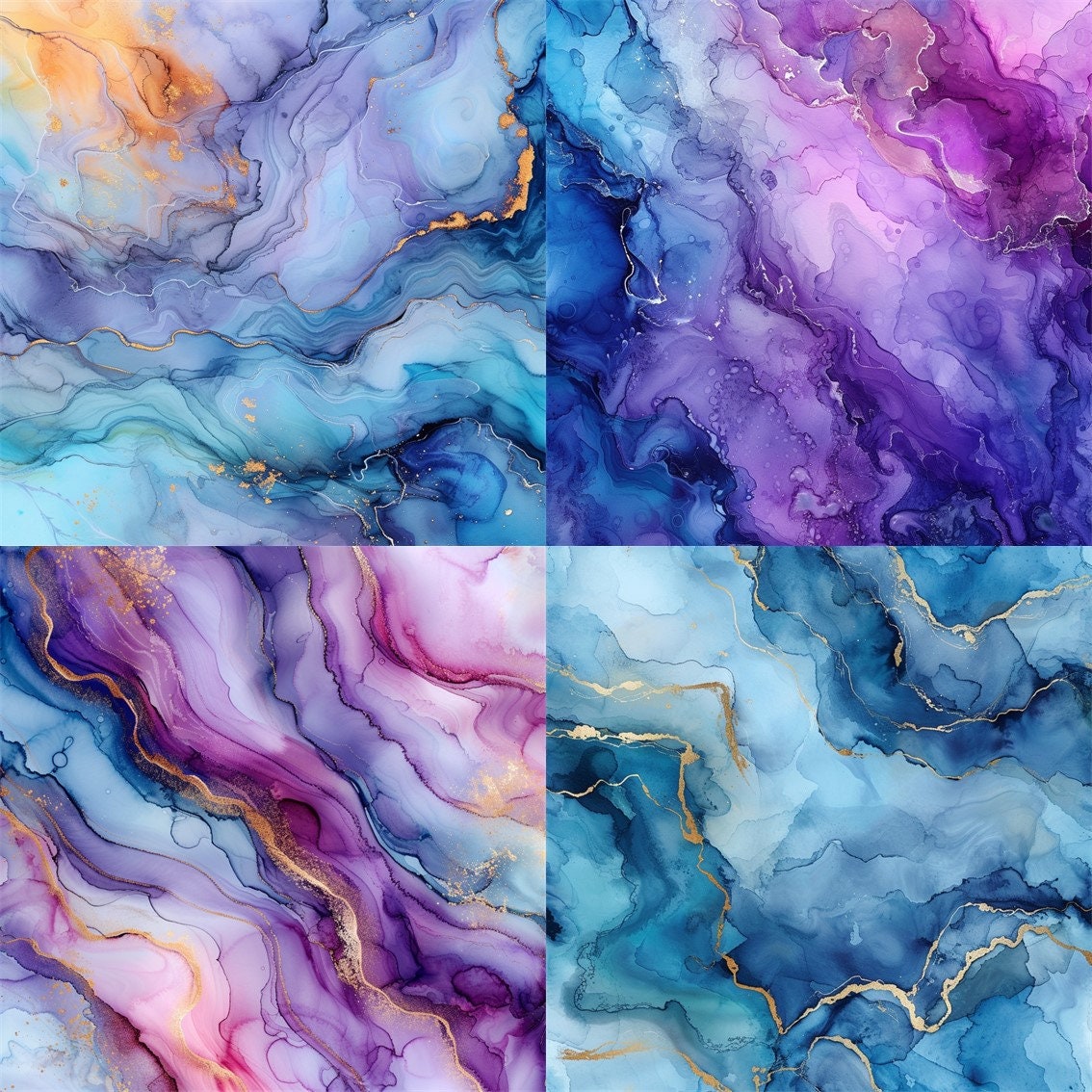 23 Marbled Texture Backgrounds, Blue and Purple Marble, Digital ...