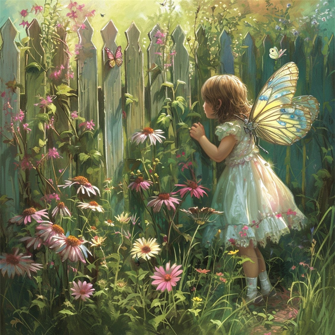 24 Enchanted Garden Fence With Fairies, Whimsical Fairy Child ...