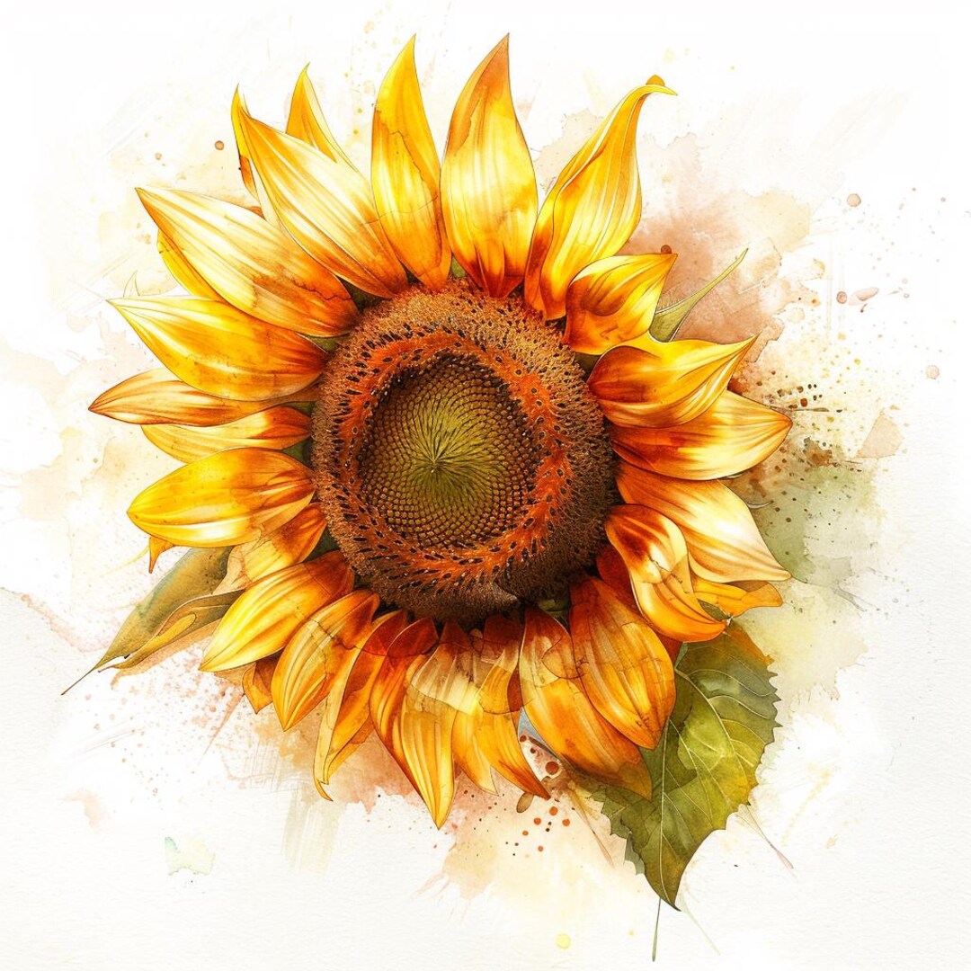 28 Sunflower Clipart, Watercolor Flower Art, Summer Floral Illustration ...