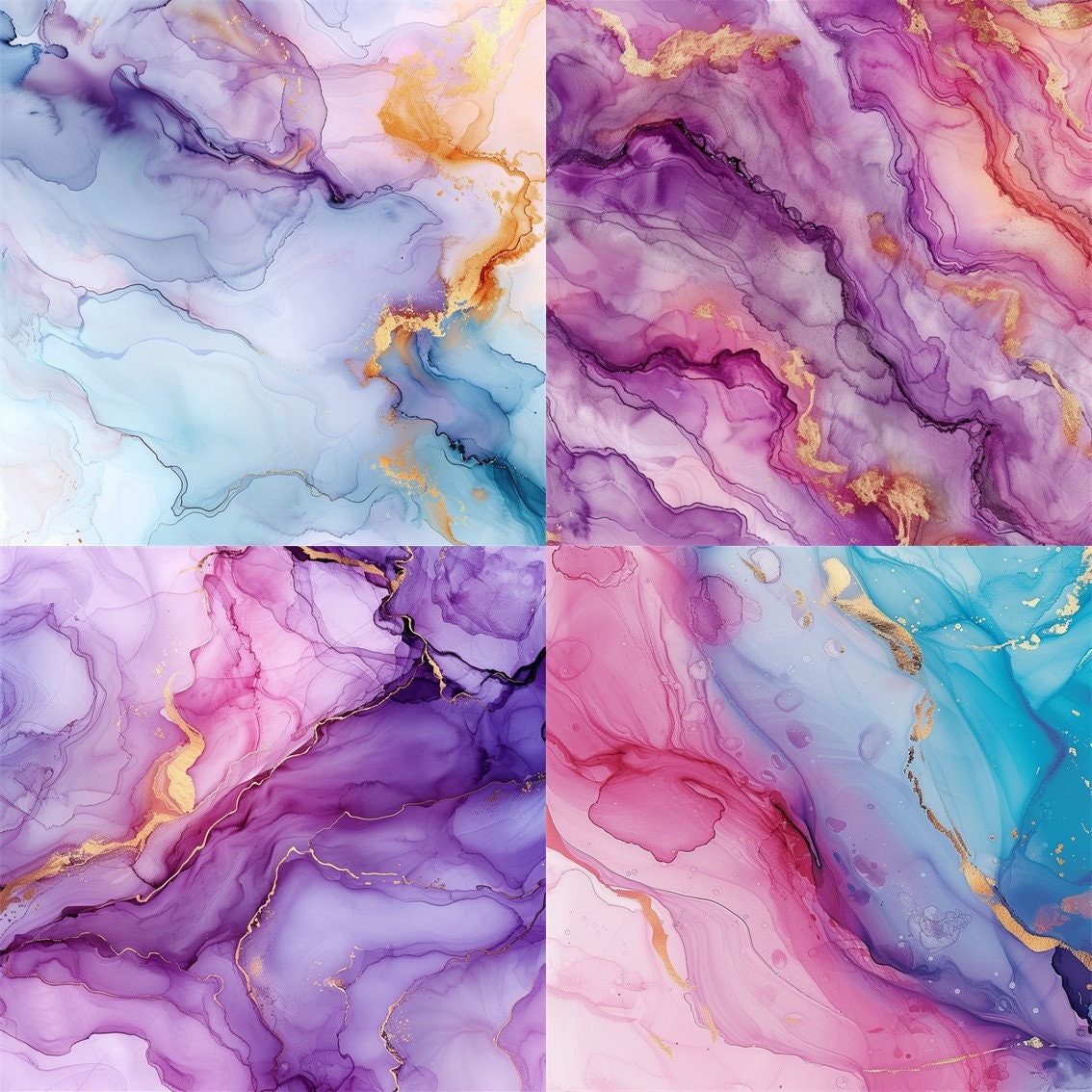 23 Marbled Texture Backgrounds, Blue and Purple Marble, Digital ...