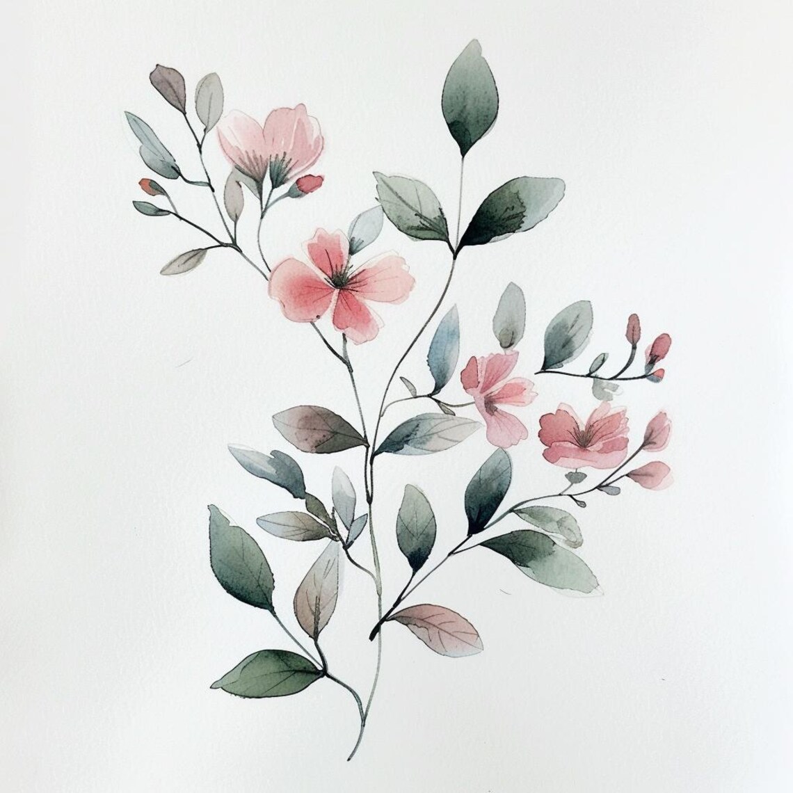 24 Watercolor Flowers Clipart, Floral Clipart Set, Botanical PNG Images ...