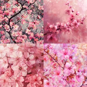 24 Cherry Blossom Clipart, Pink Floral Clipart, Watercolor Flowers ...