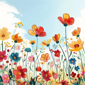 24wildflower Clipart, Meadow Clipart, Floral Clipart, Flower Field ...