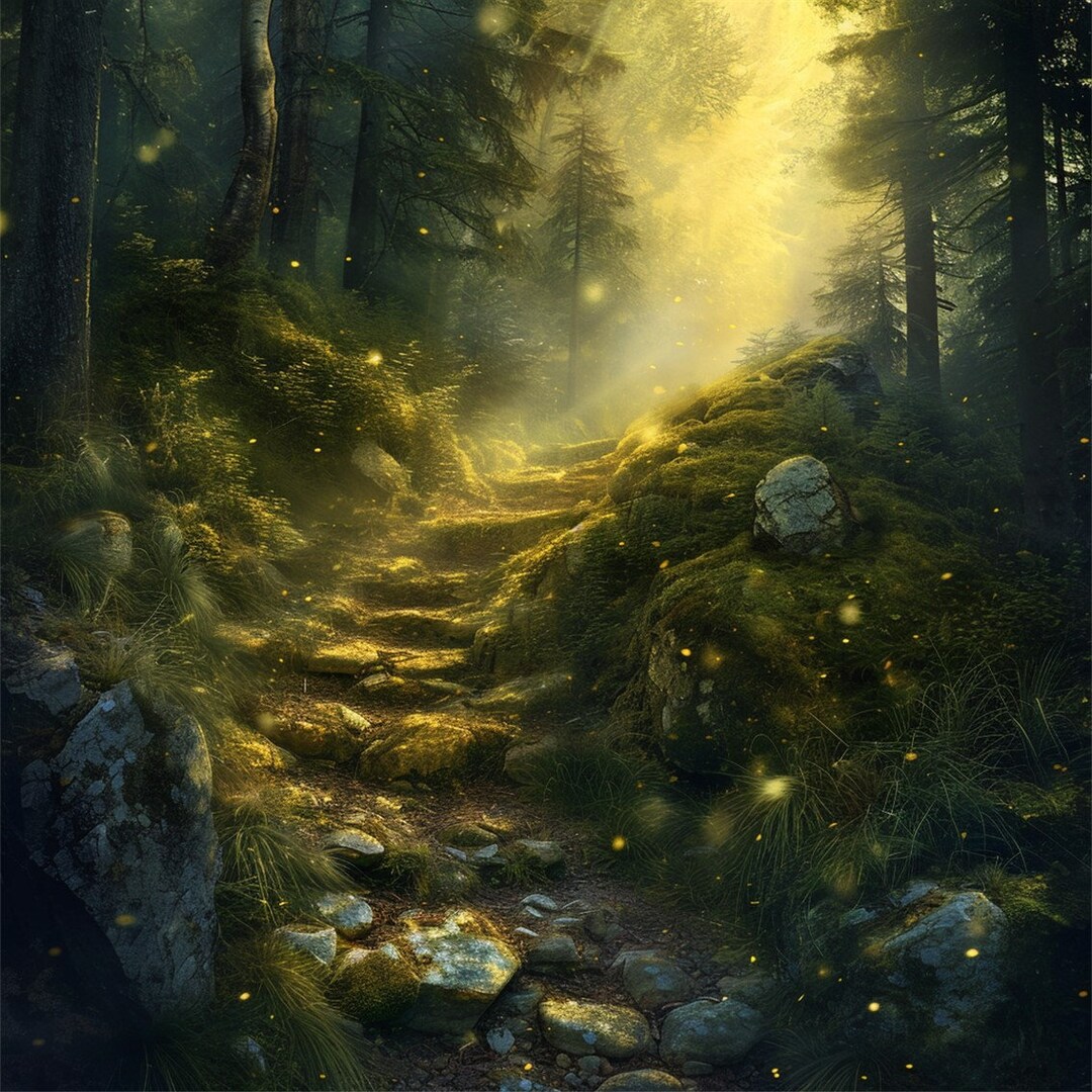 24 Watercolor Narrow Path in a Forest Enchanted Forest Digital ...