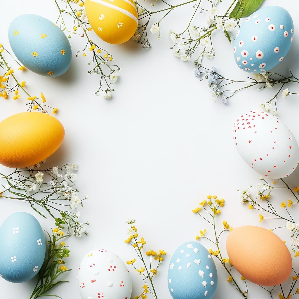 24 Easter Egg Daisy Clipart, Spring Floral Decoration Digital Download ...