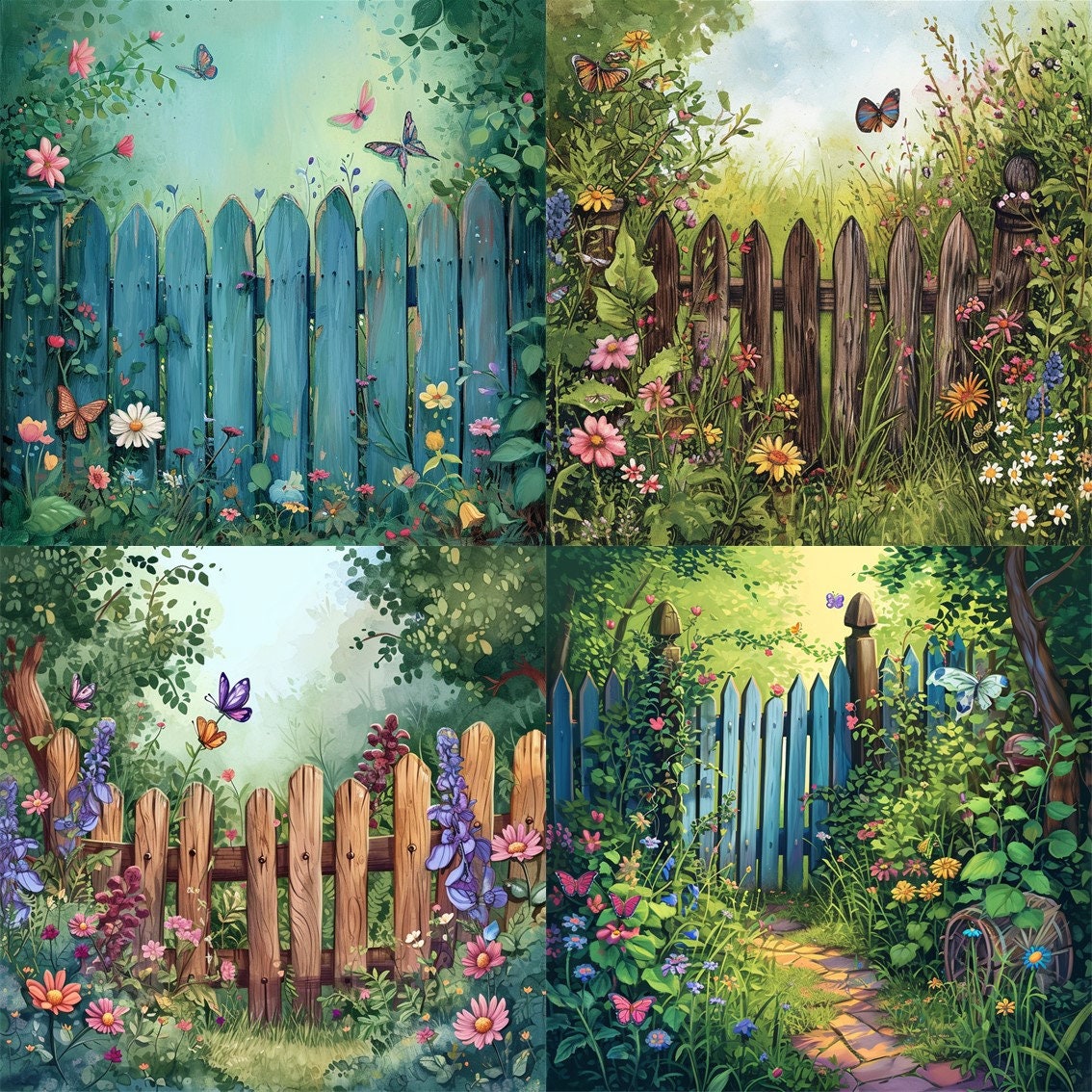24 Enchanted Garden Fence With Fairies, Whimsical Fairy Child ...