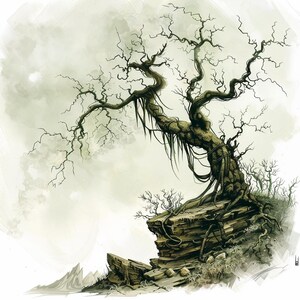 24 Gnarled Tree Clipart, Old Growth Forest Graphics, Digital Tree Art ...