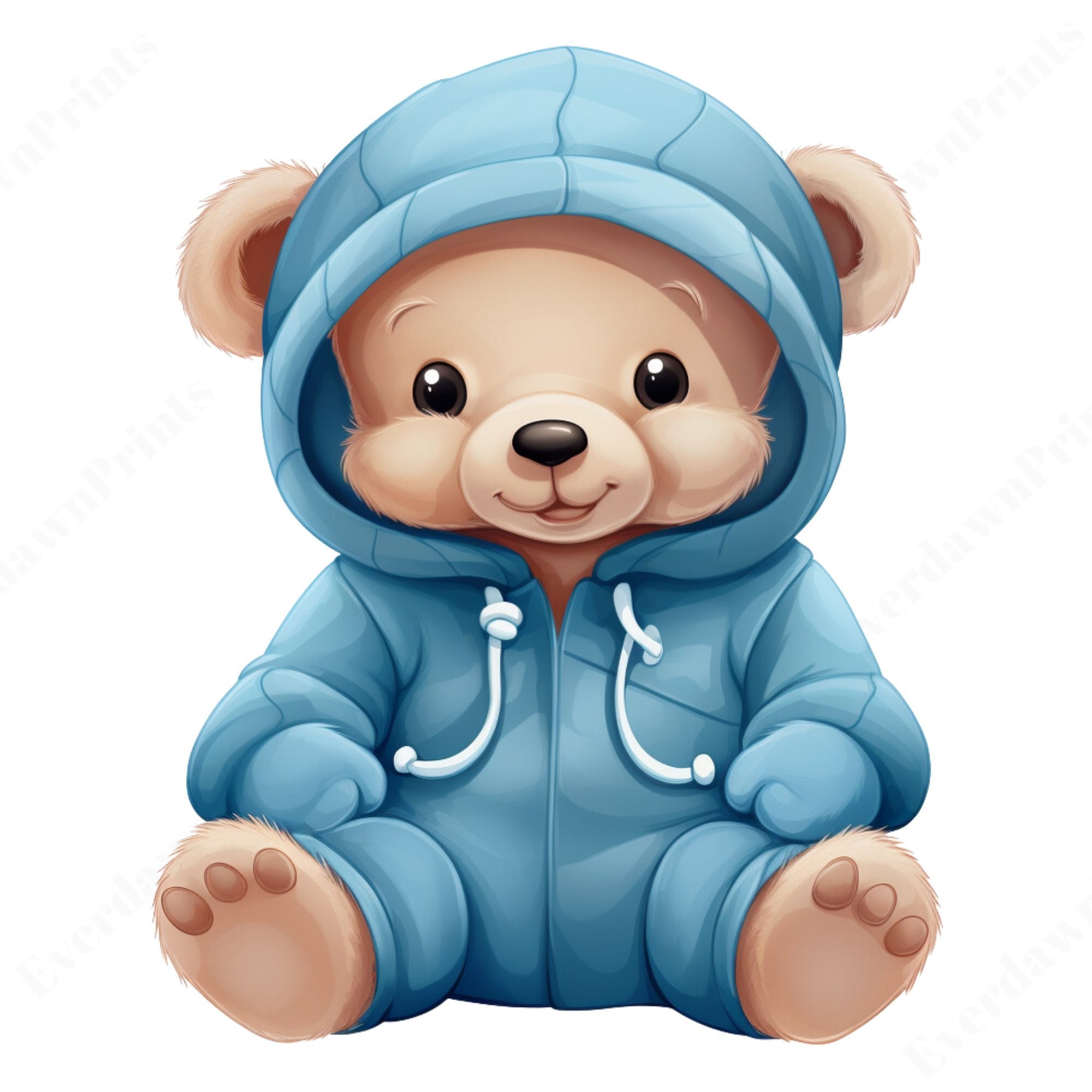 Watercolor Teddy Bear Hoodie Clipart, Transparent PNG (digital Download ...