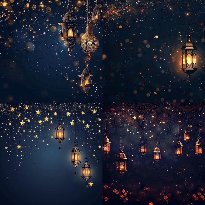 24 Starry Night Lanterns Clipart, Hanging Lanterns With Stars ...